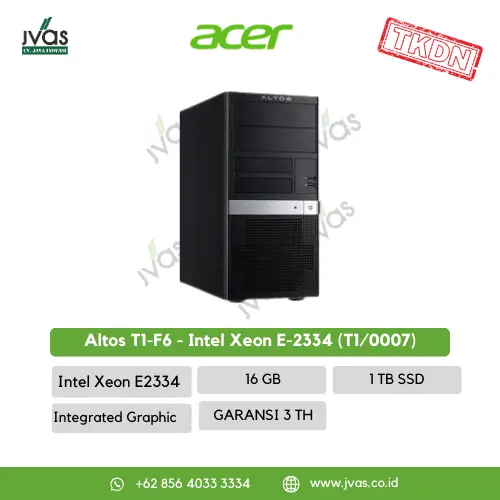 Acer Altos T1-F6 - Intel Xeon E-2334 (T1/0007) | jvas.co.id